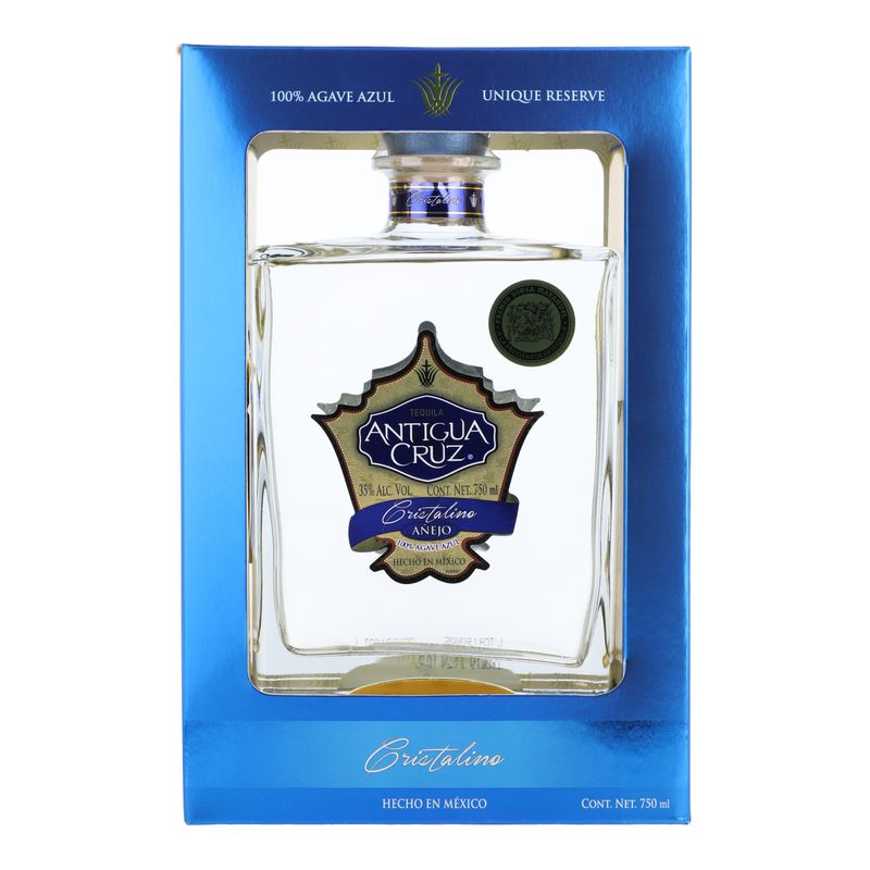 Tequila Antigua Cruz Añejo Cristalino 100% 750ml - Bodegas Alianza