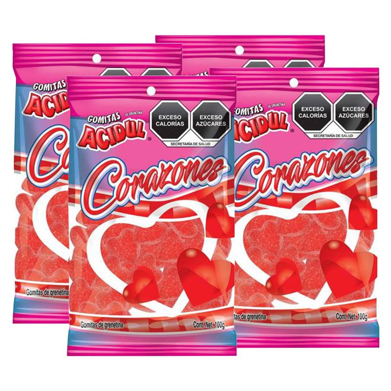 Gomitas Acidul Corazón 100 g (4 pz) - Bodegas Alianza