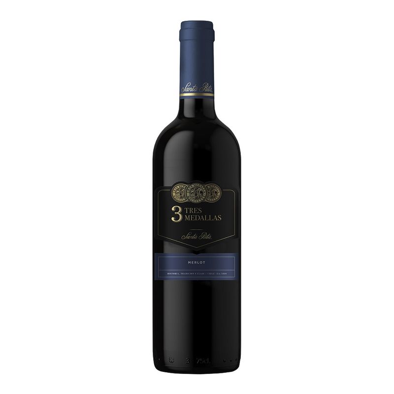 Vino Tinto 3 Tres Medallas Merlot 750 ml - Bodegas Alianza