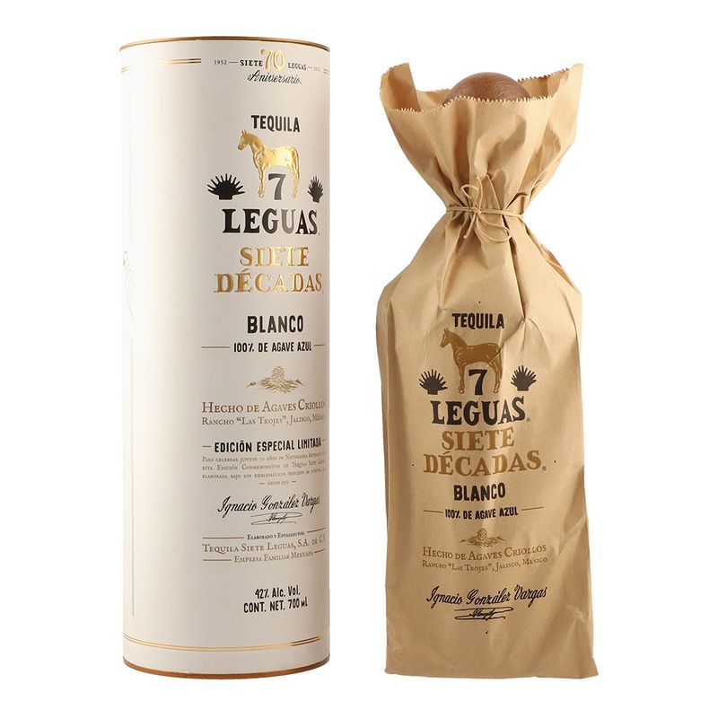 Tequila 7 Leguas Siete Decadas Blanco 700 ml - Bodegas Alianza