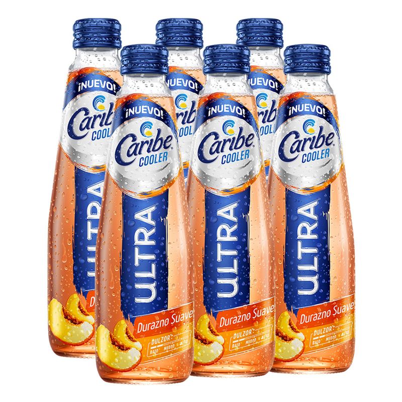 Caribe Cooler Ultra Durazno Suave 300 ml (6pz) - Bodegas Alianza